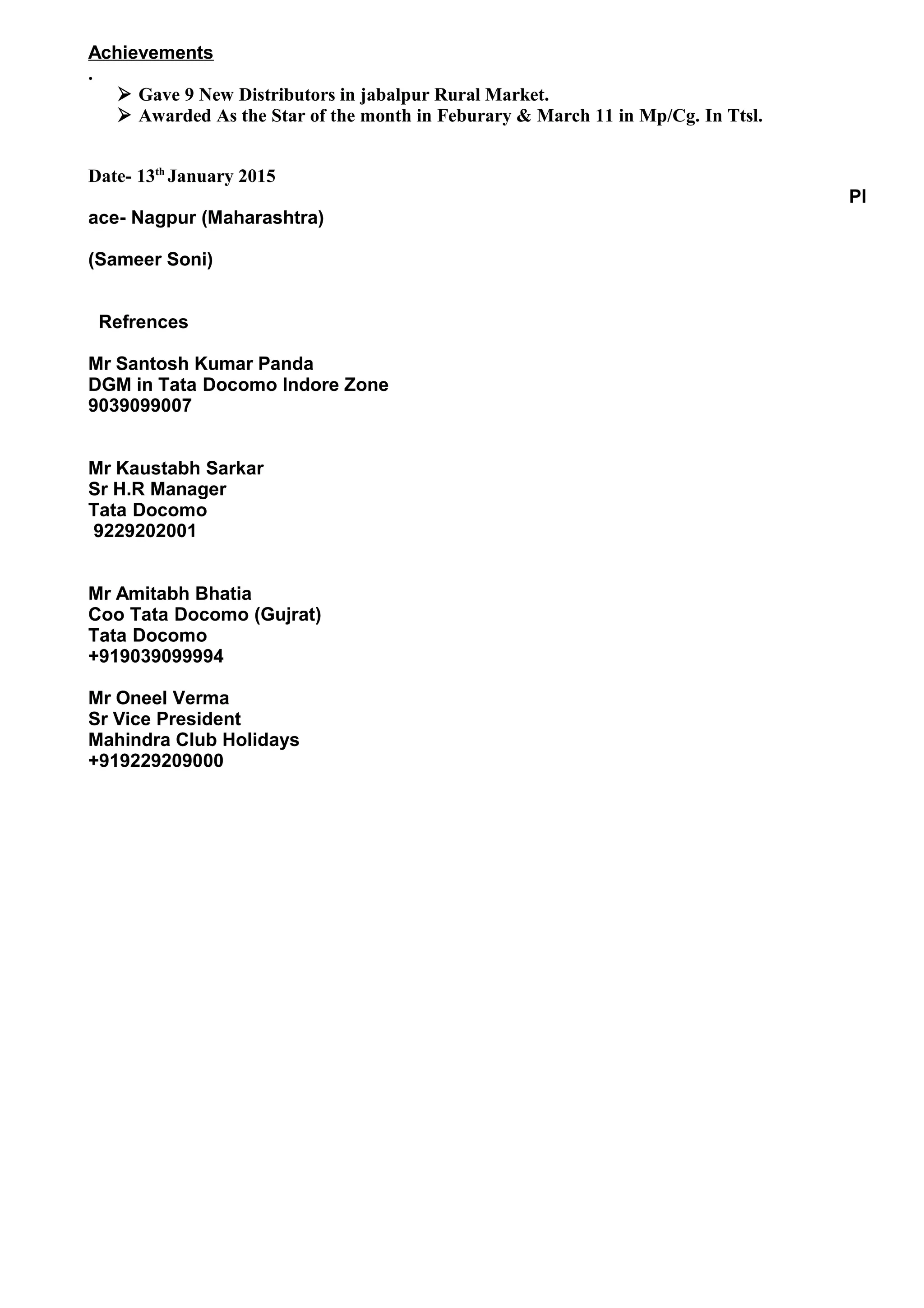 cv_Sameer Soni Tata Sky | DOC