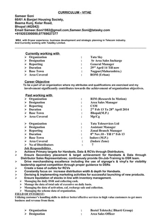 cv_Sameer Soni Tata Sky | DOC