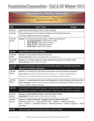 ISACA SV 2013 Winter Conference Brochure | PDF