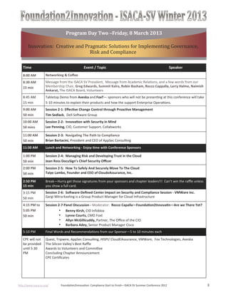 ISACA SV 2013 Winter Conference Brochure | PDF