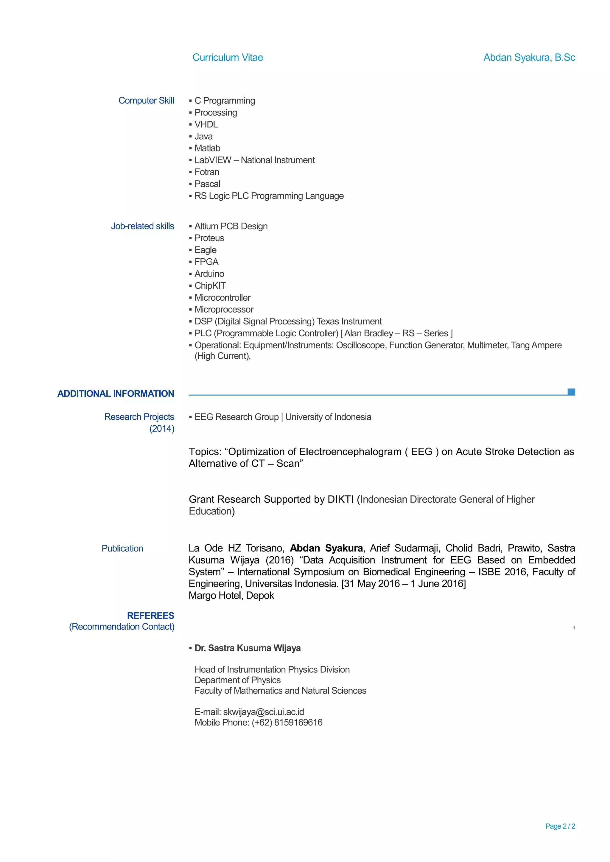 CV Abdan Syakura | PDF