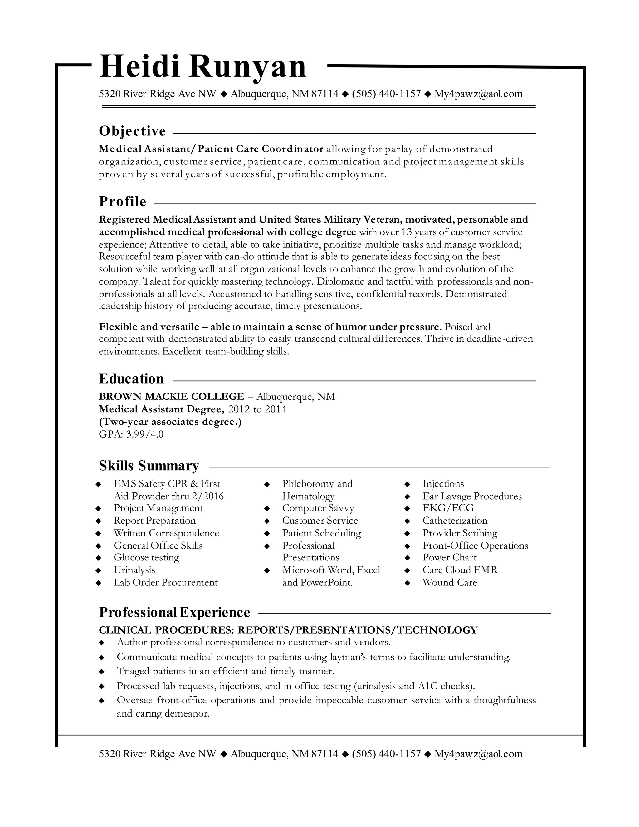 RMA Resume New | PDF