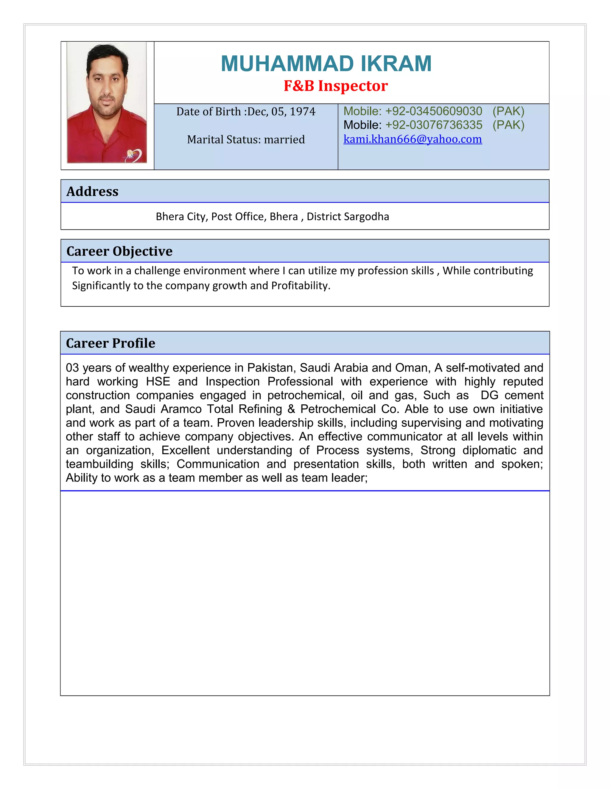 safety Cv | PDF