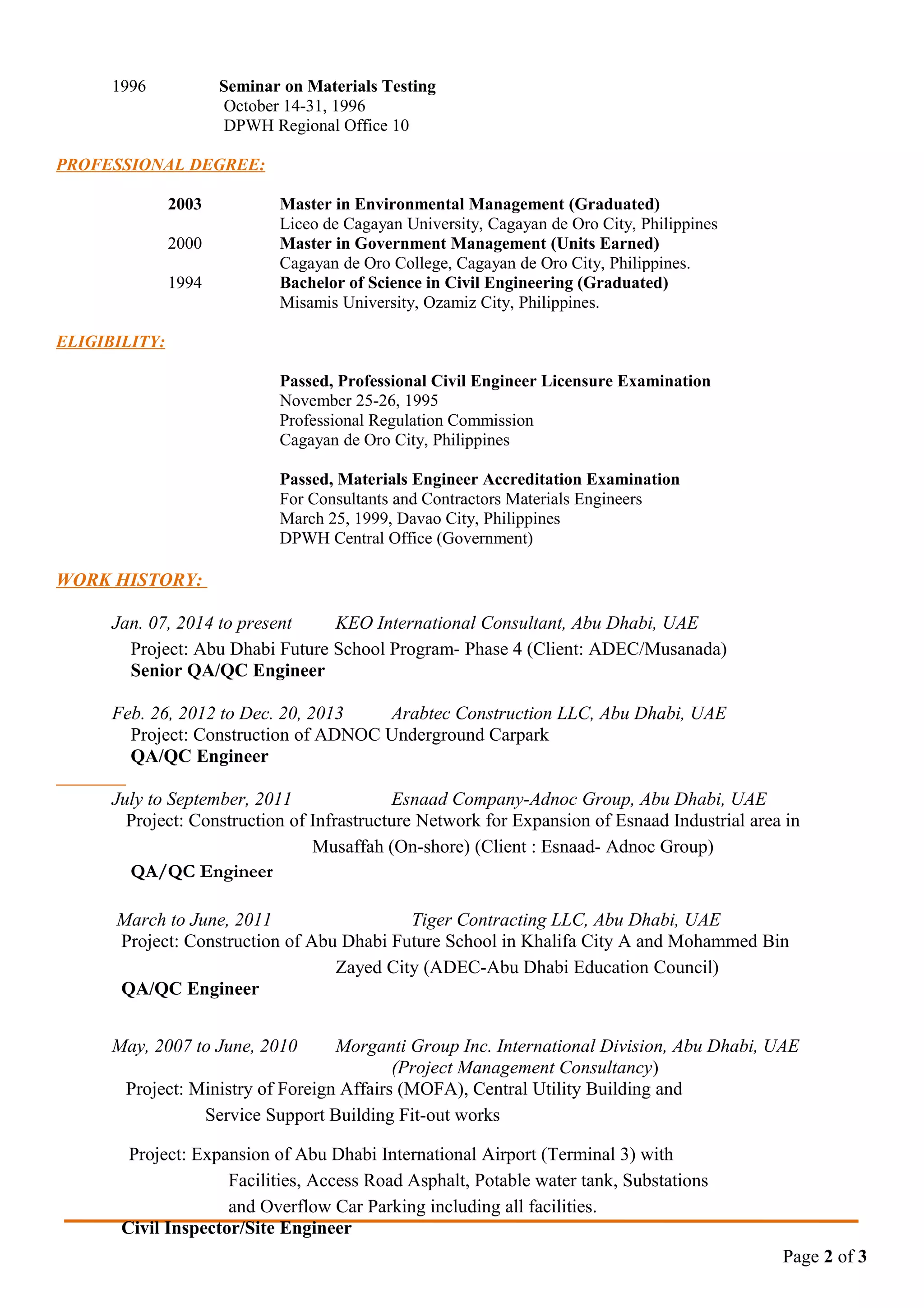 edwin cv for QA-QC Manager | DOC