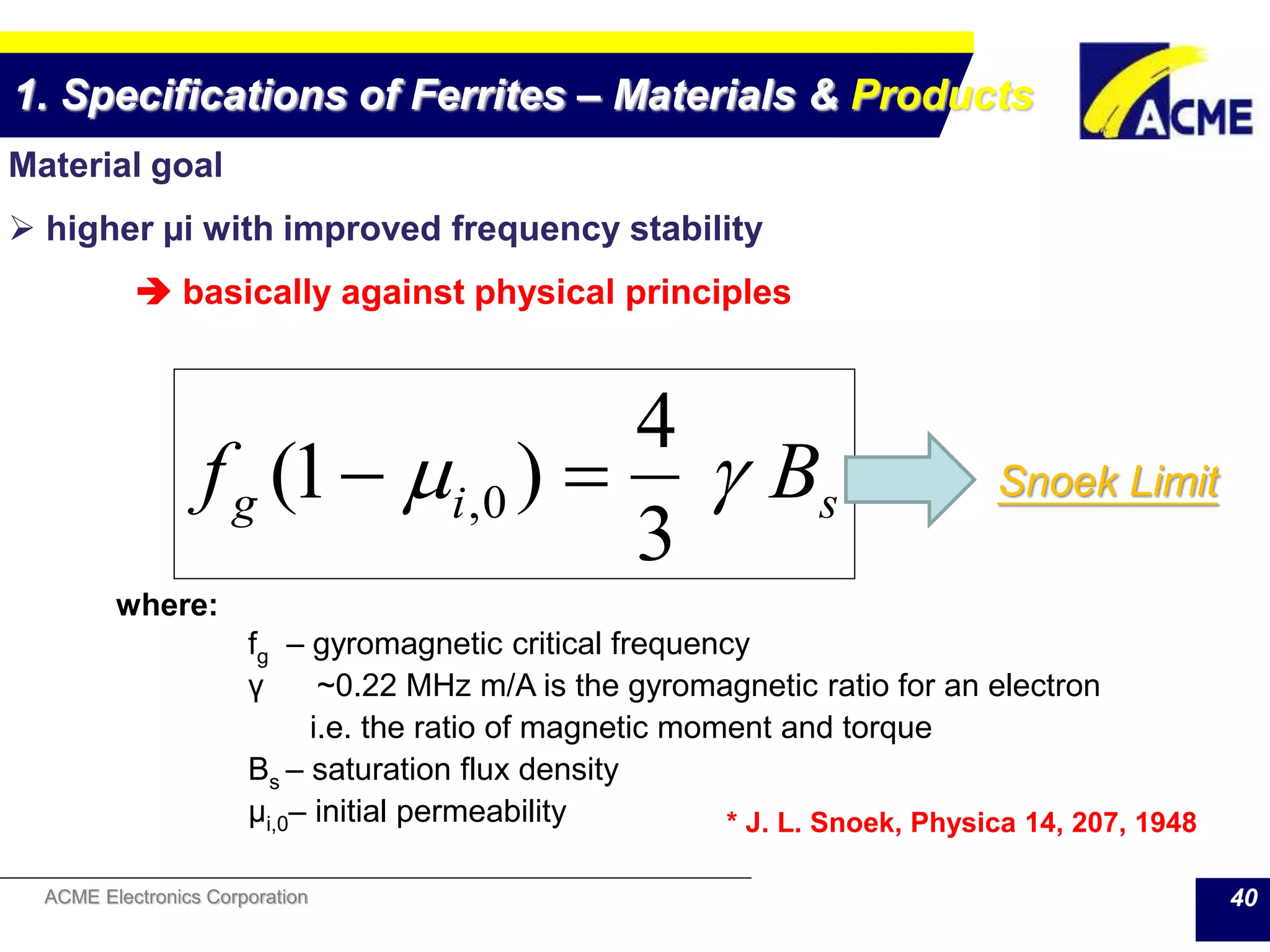 Ferrite Specifications and ACME Ferrites (1) | PPTX