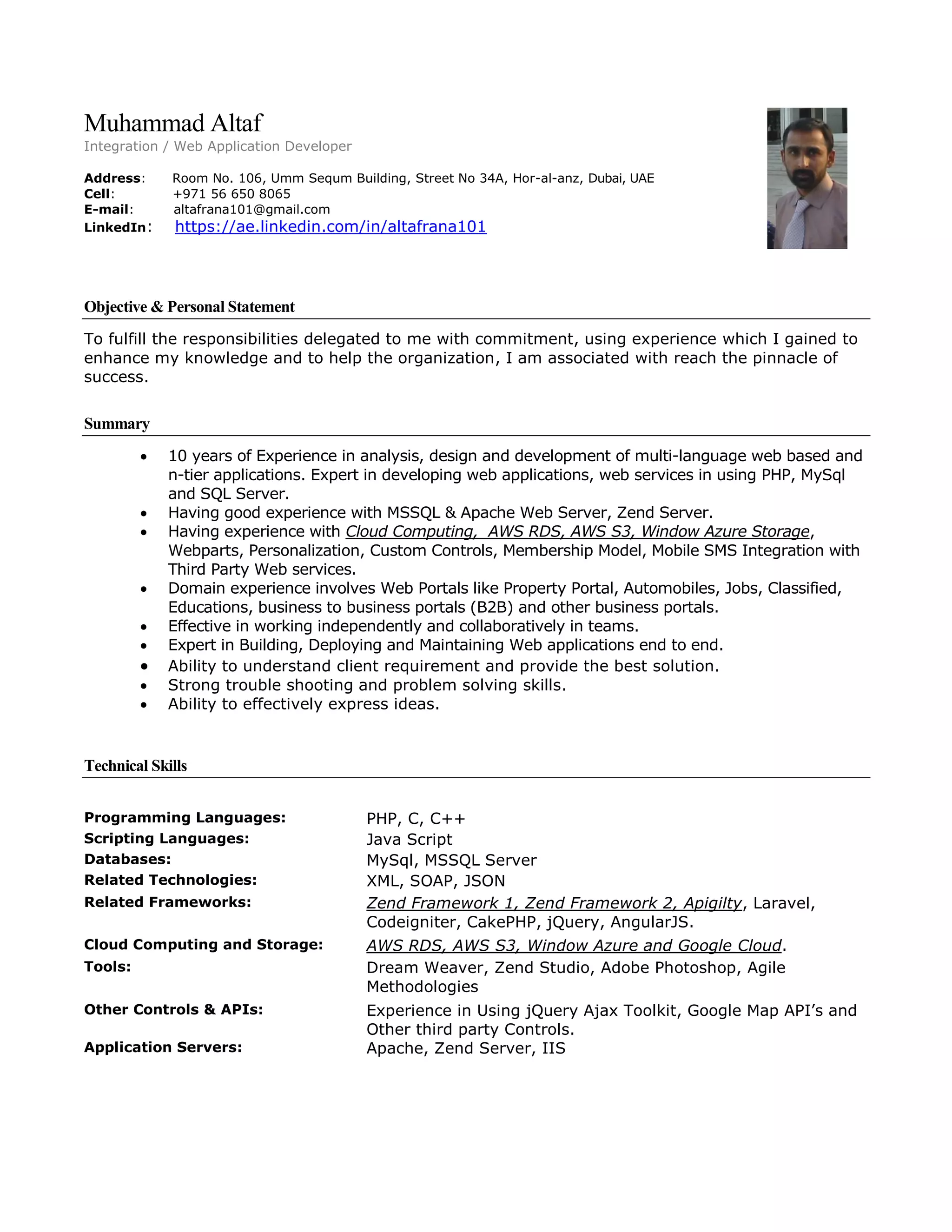 Altaf_PHP_Developer | PDF | Web Development | Internet