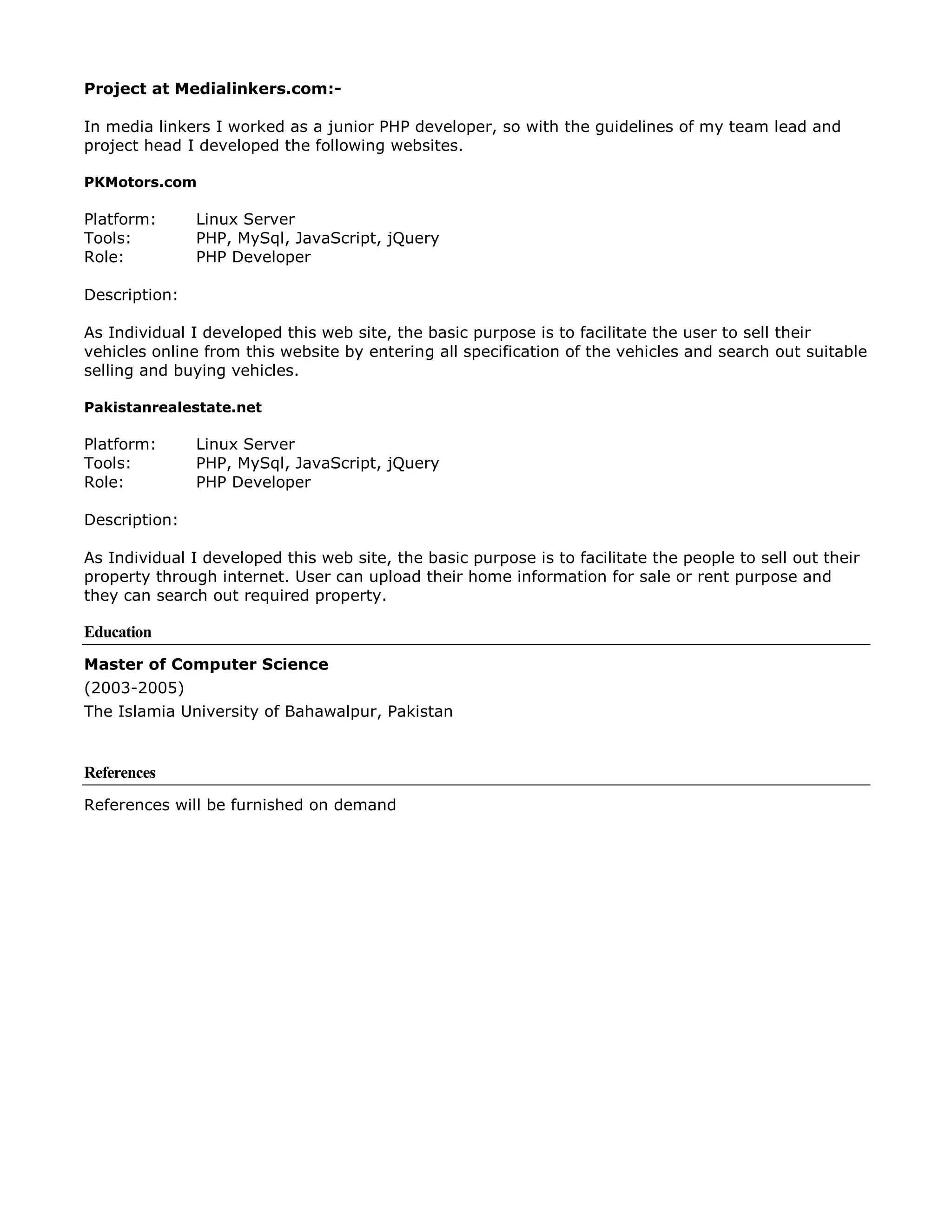 Altaf_PHP_Developer | PDF | Web Development | Internet