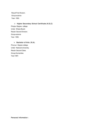 Resume Of Aminul | DOC