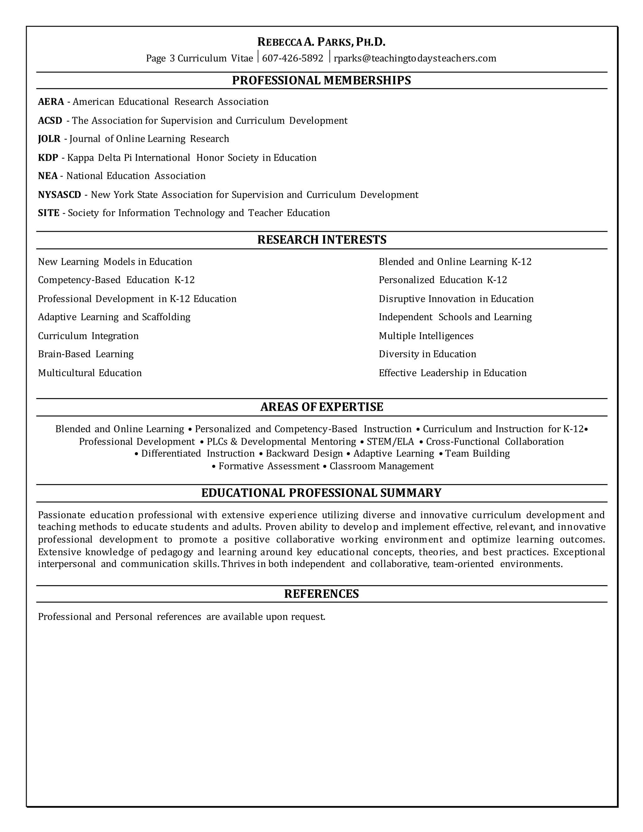 Curriculum Vitae - RParks 06.2016