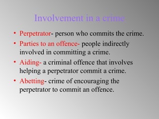 elements of a crime and involvment in a crime | PPT