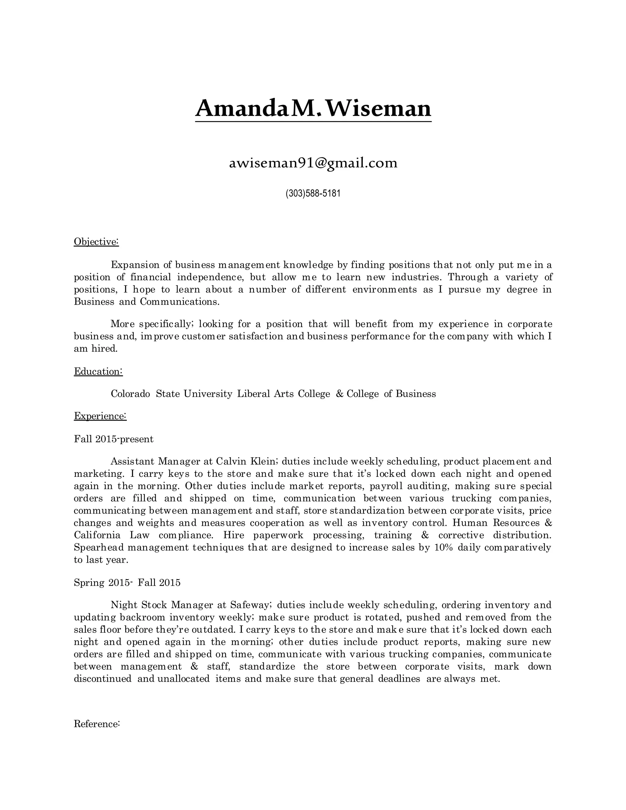 Amanda M Resume | PDF
