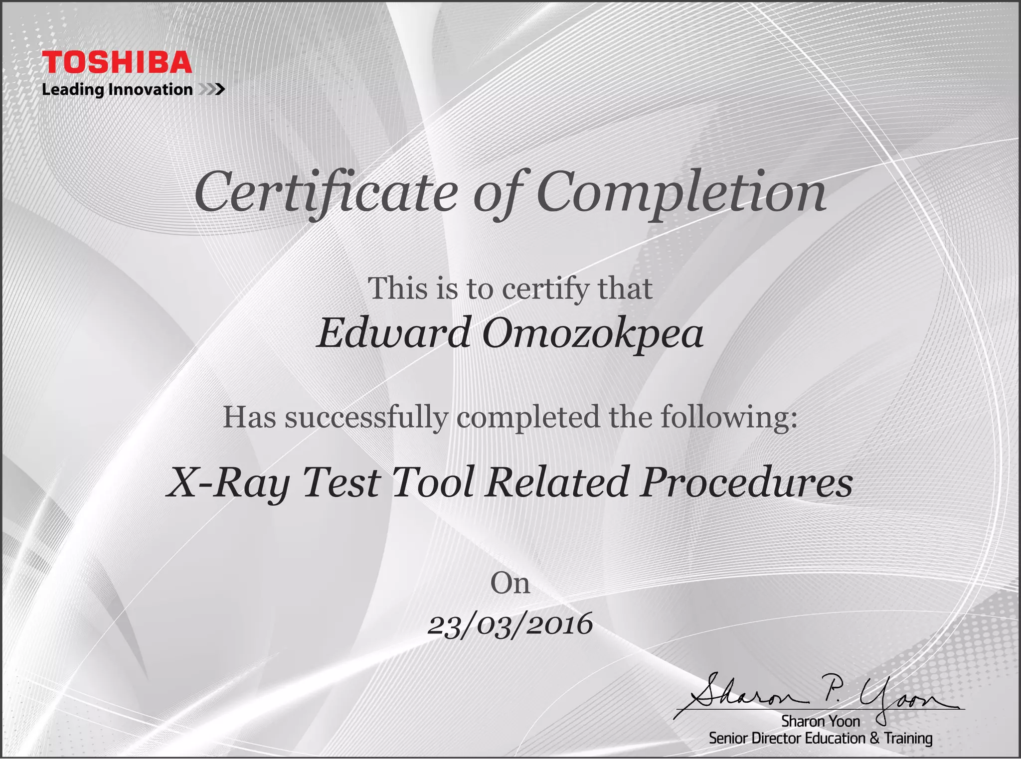 Certificate for xray test tool | PDF | Medical Tests | Medical Health