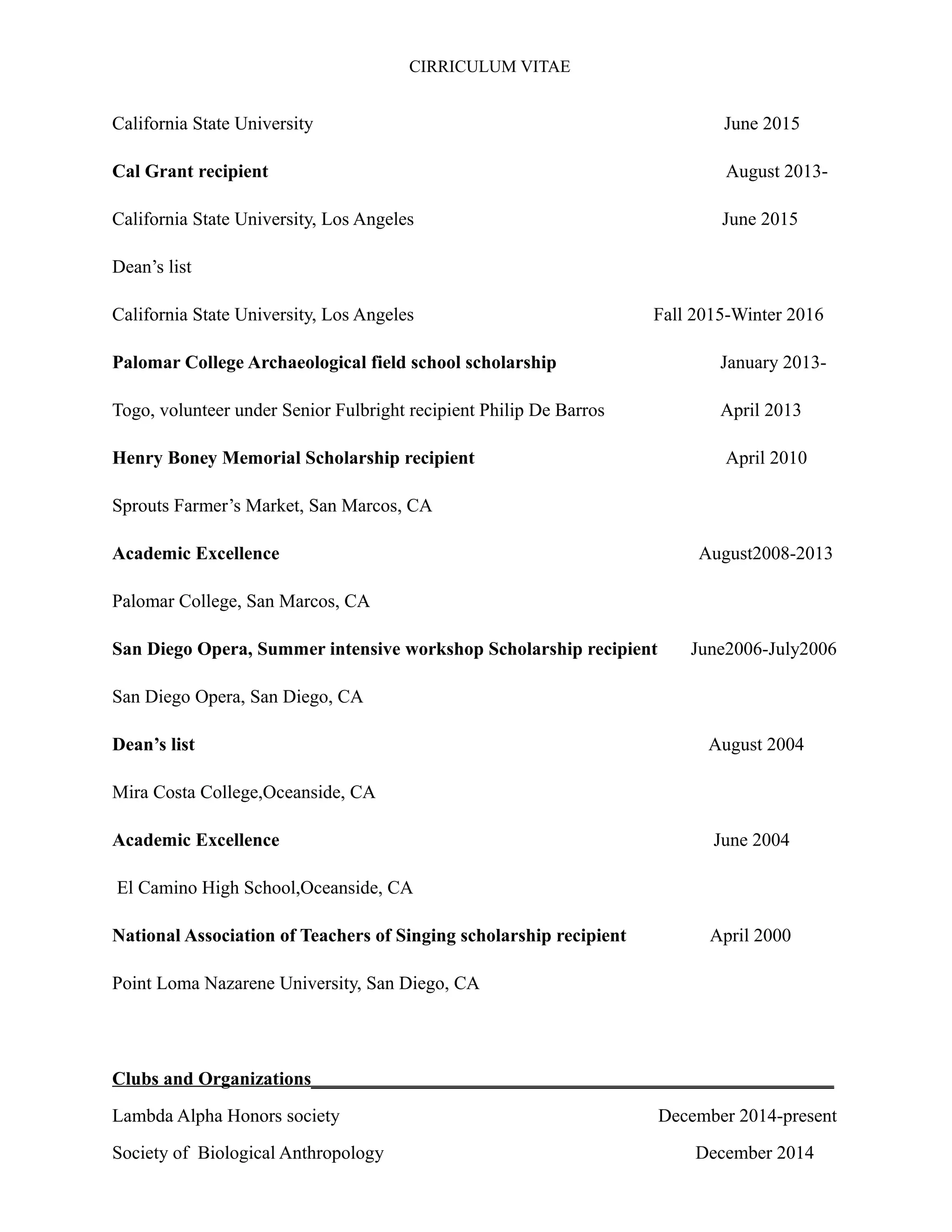 sdp Anth 481 Cirriculum Vitae | ODT