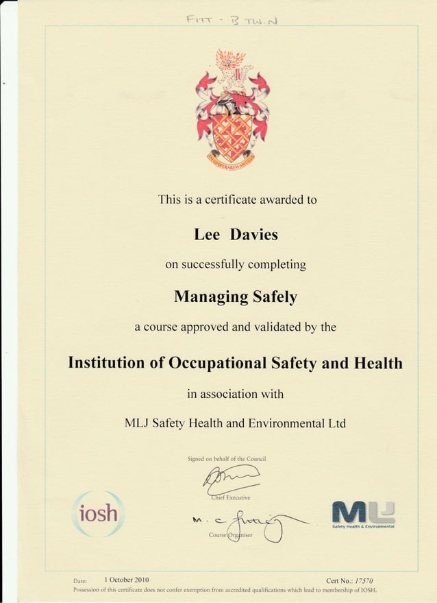 IOSH CERTIFICATE | PDF