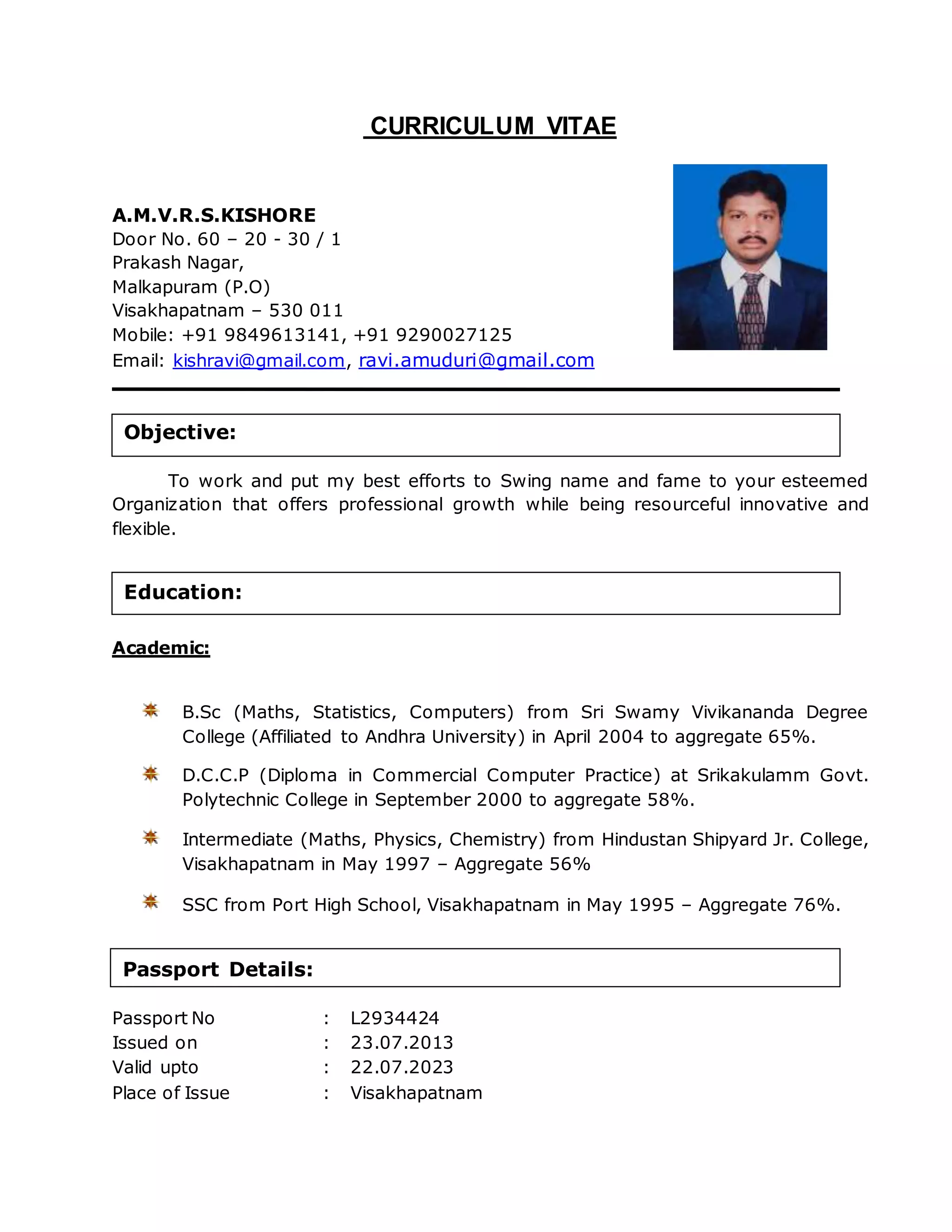 Kishore - Resume | DOCX