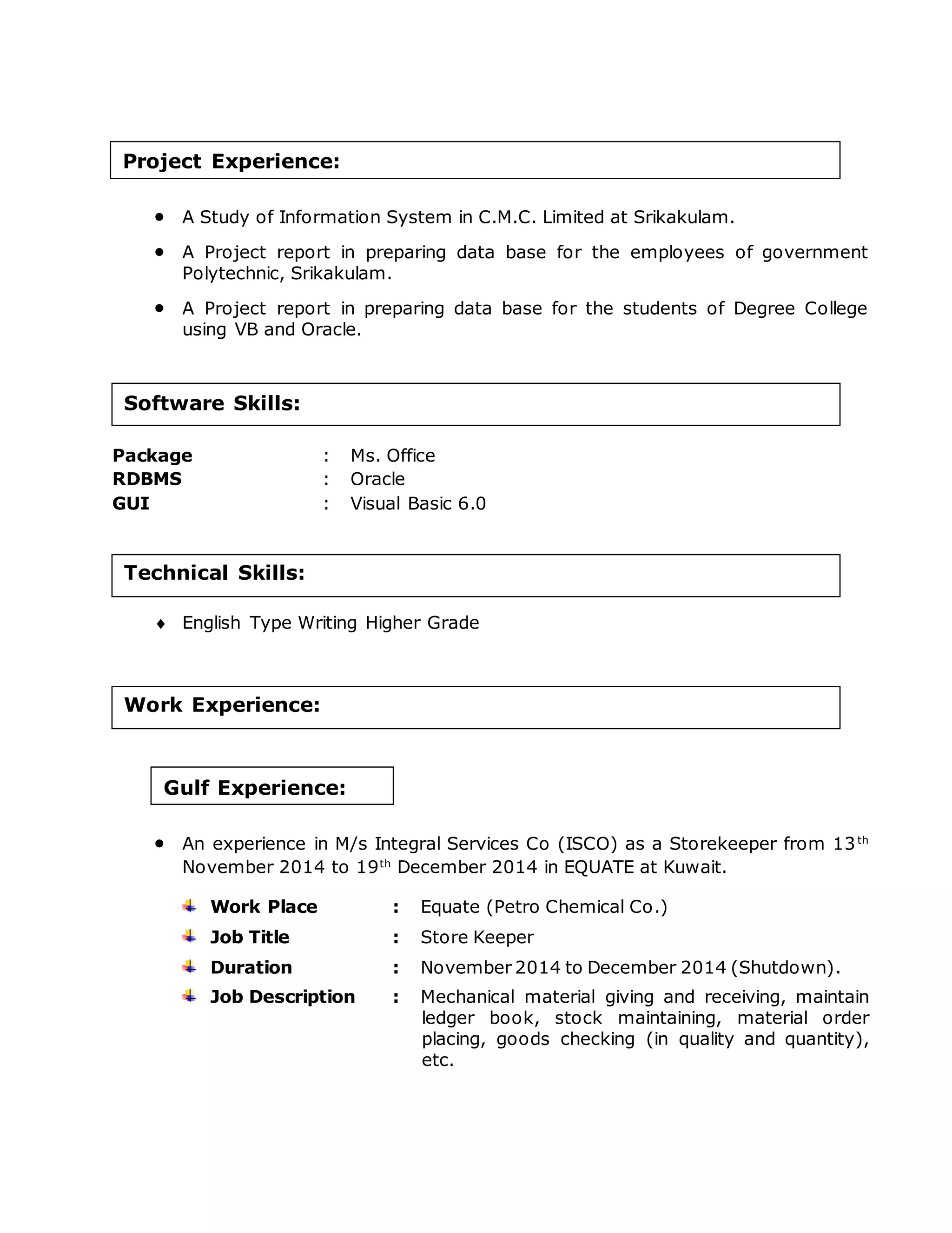 Kishore - Resume | DOCX