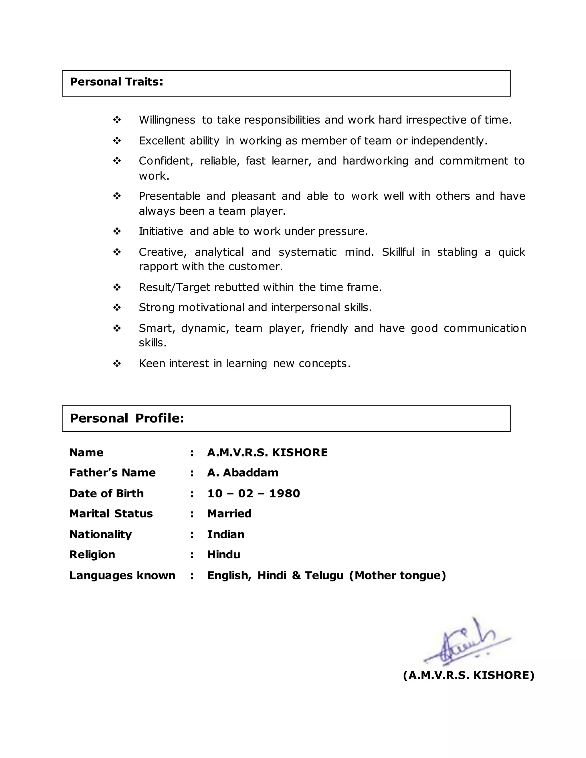 Kishore - Resume | DOCX