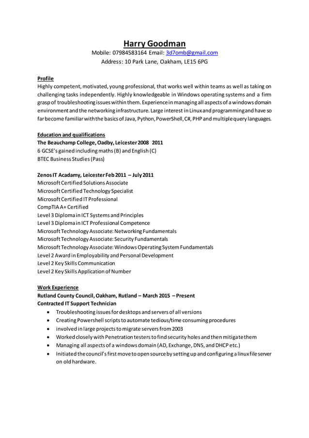 Harry Goodman - CV | DOCX