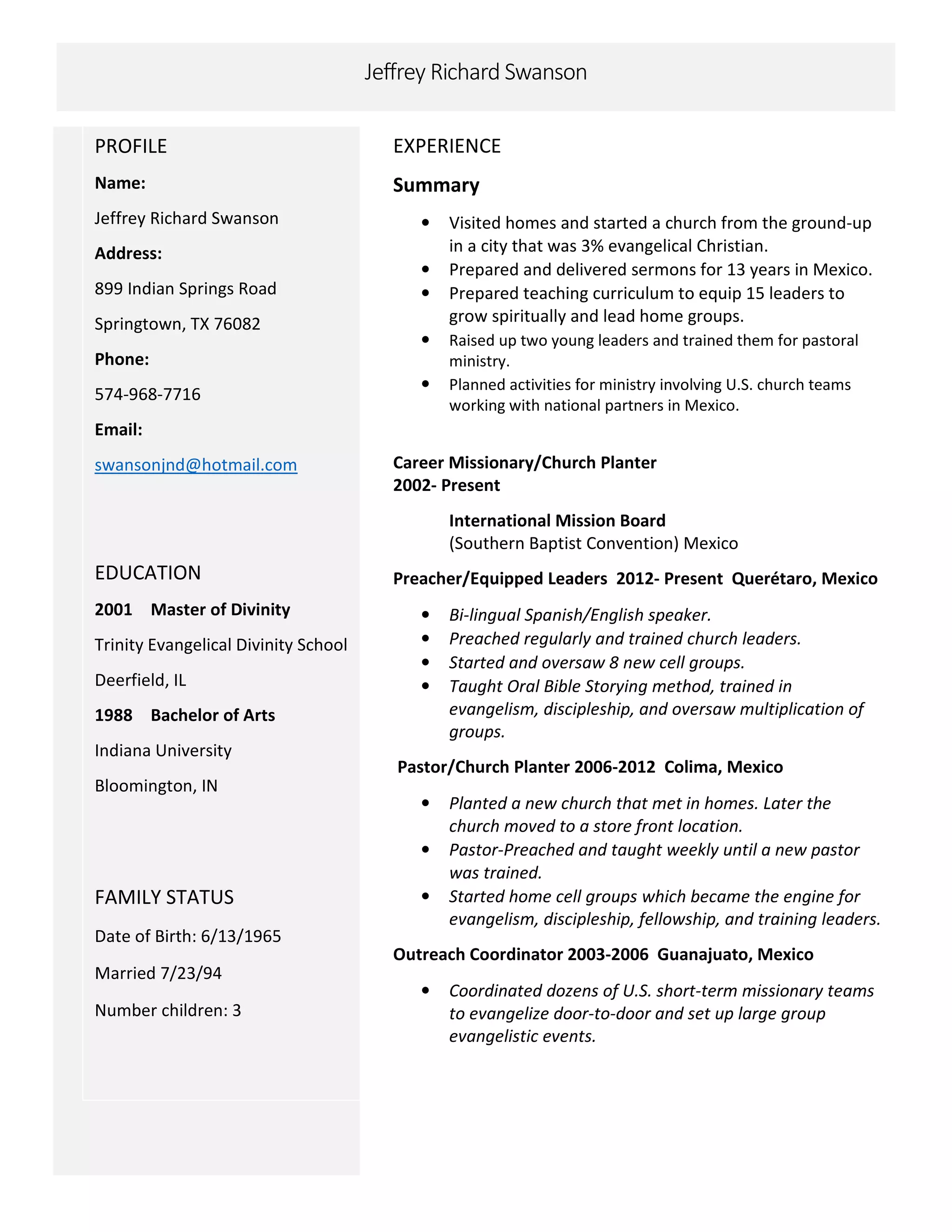 Jeffrey Swanson Resume 2015tx | PDF
