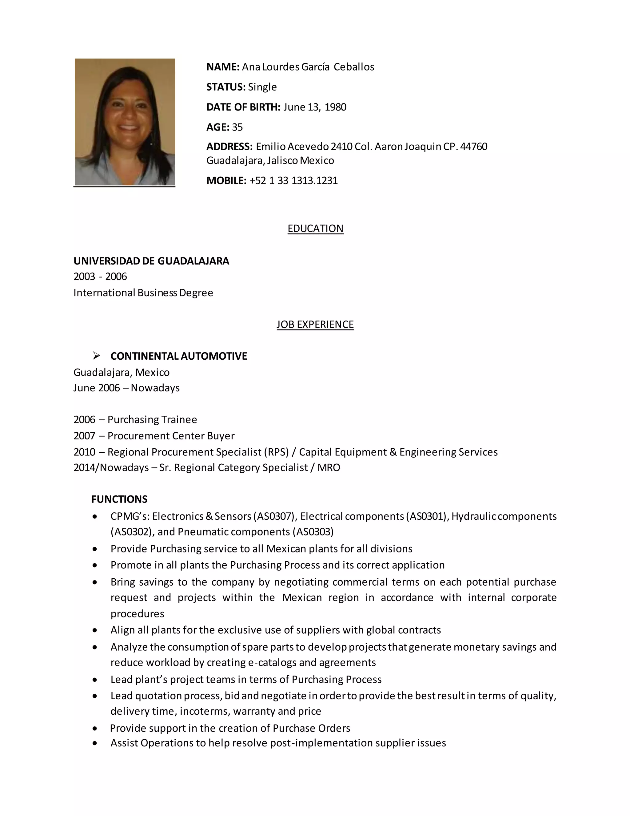 Ana Garcia Resumé 2015 English | PDF