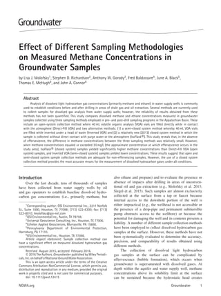 MethaneSamplingMethods_Molofskyetal._GroundwaterJournal_March2016 | PDF