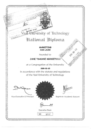 National Diploma marketing certificate | PDF