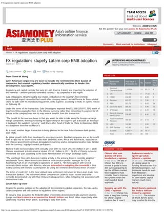 Asiamoney-FX regulations stupefy Latam corp RMB adoption | PDF ...