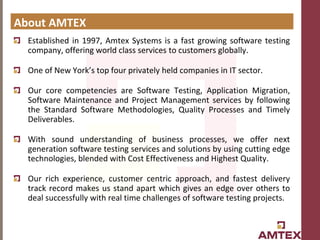 Amtex_Software_Testing_Presentation pdf | PDF