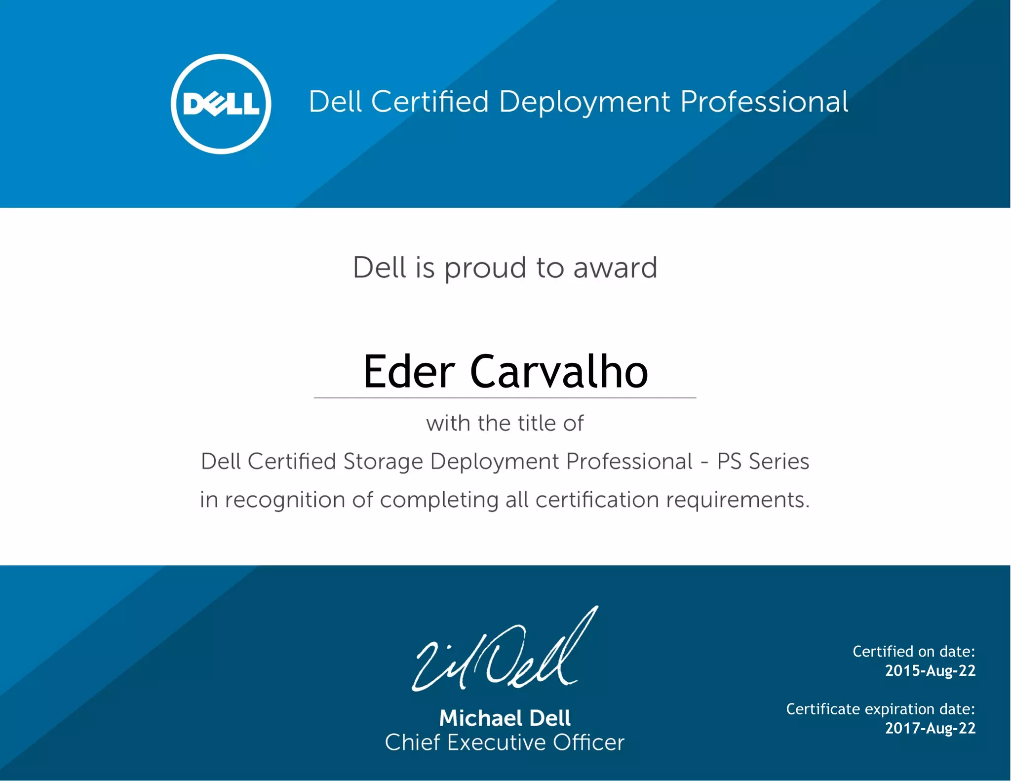 Dell Certified Storage Deployment Professional - PS Series certificate | PDF