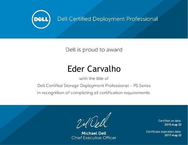 Dell Certified Storage Deployment Professional - PS Series certificate