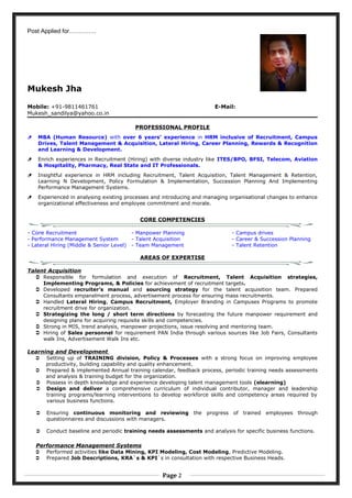 Mukesh Jha-HR Profile | DOC