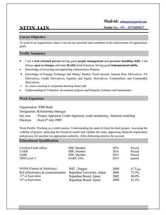 Nitin Jain resume | DOC