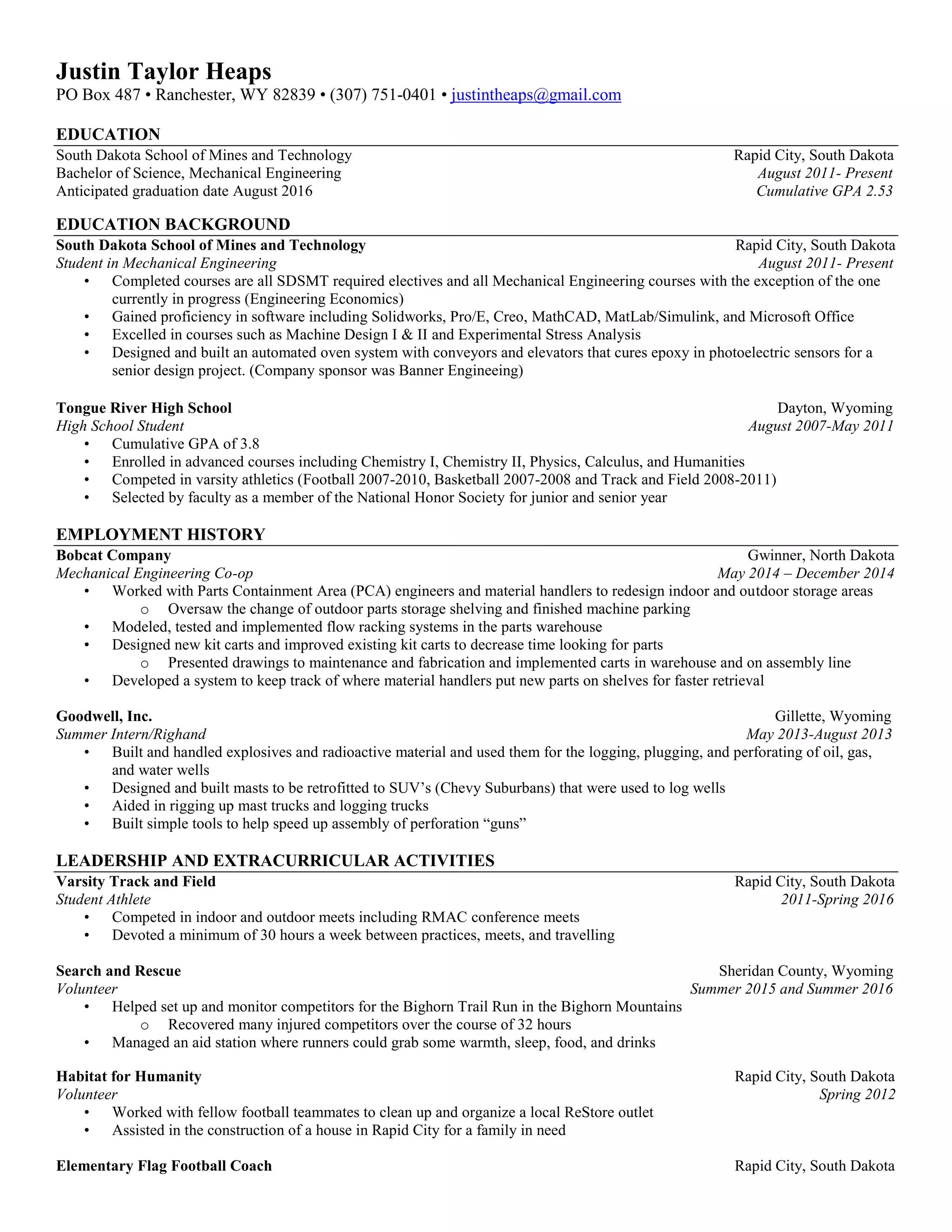 Justin Taylor Heaps Resume | PDF
