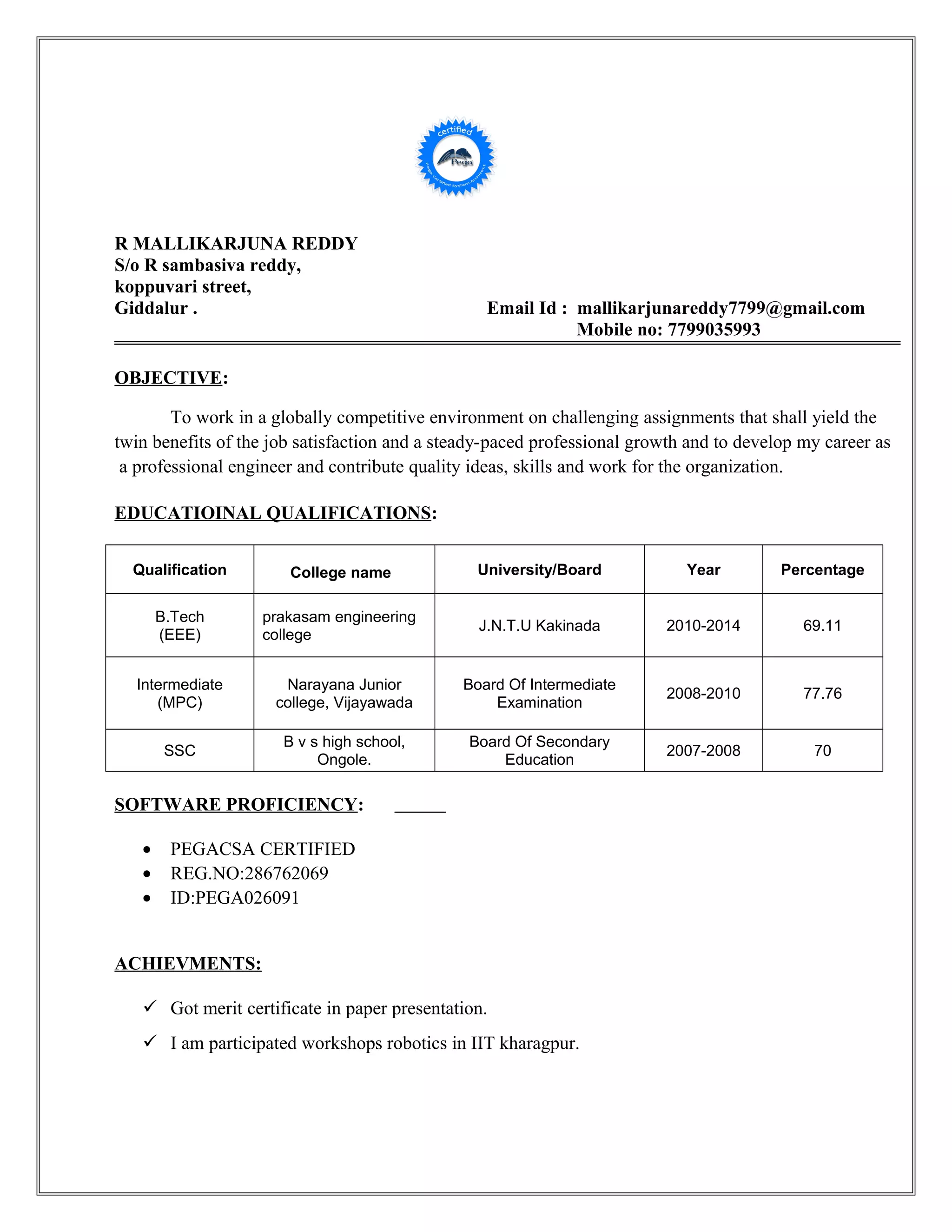 mallikarjuna resume | DOC