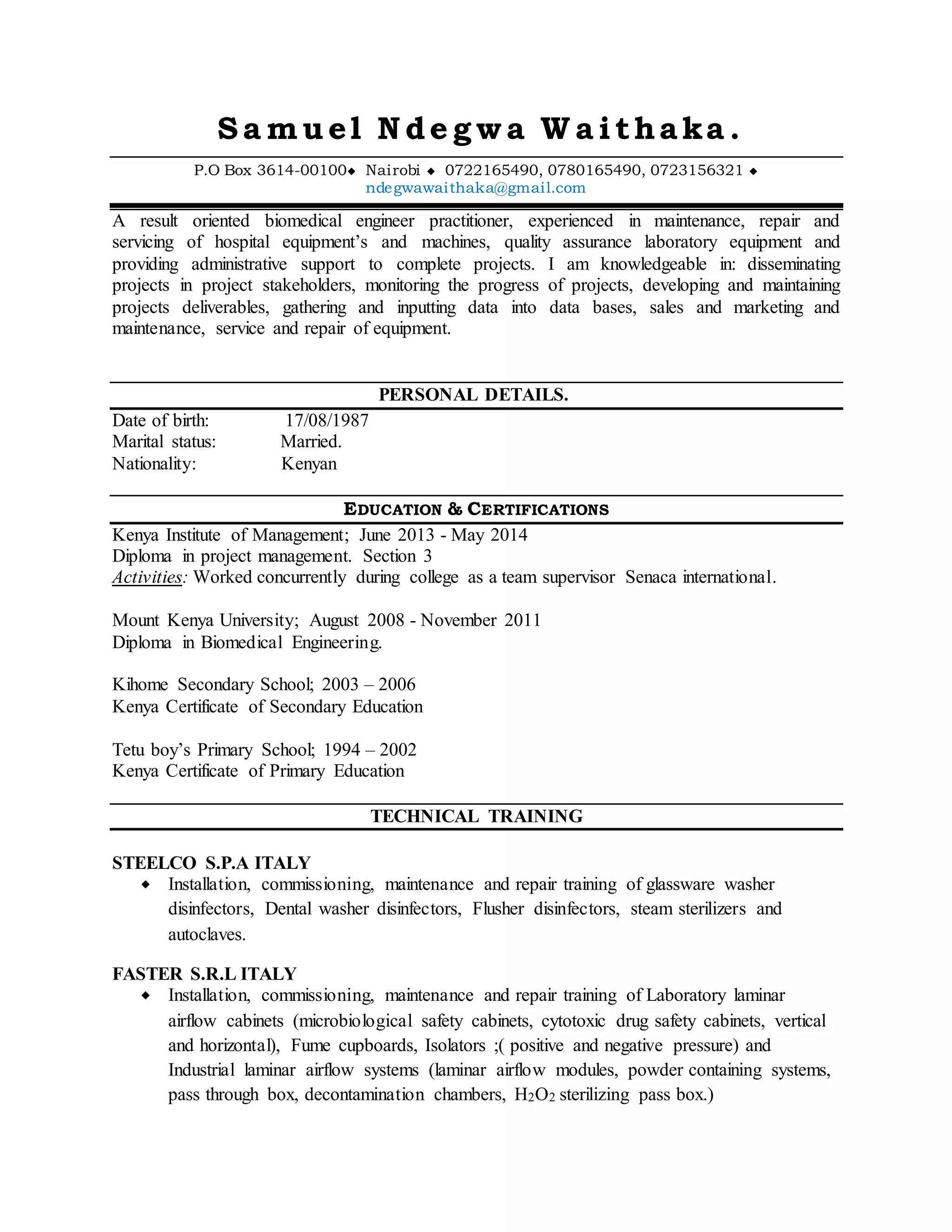 Samuel_Ndegwa_Waithaka_c.v[1] | PDF