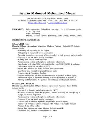 Ayman Mousa - C.V. Financial Officer | PDF