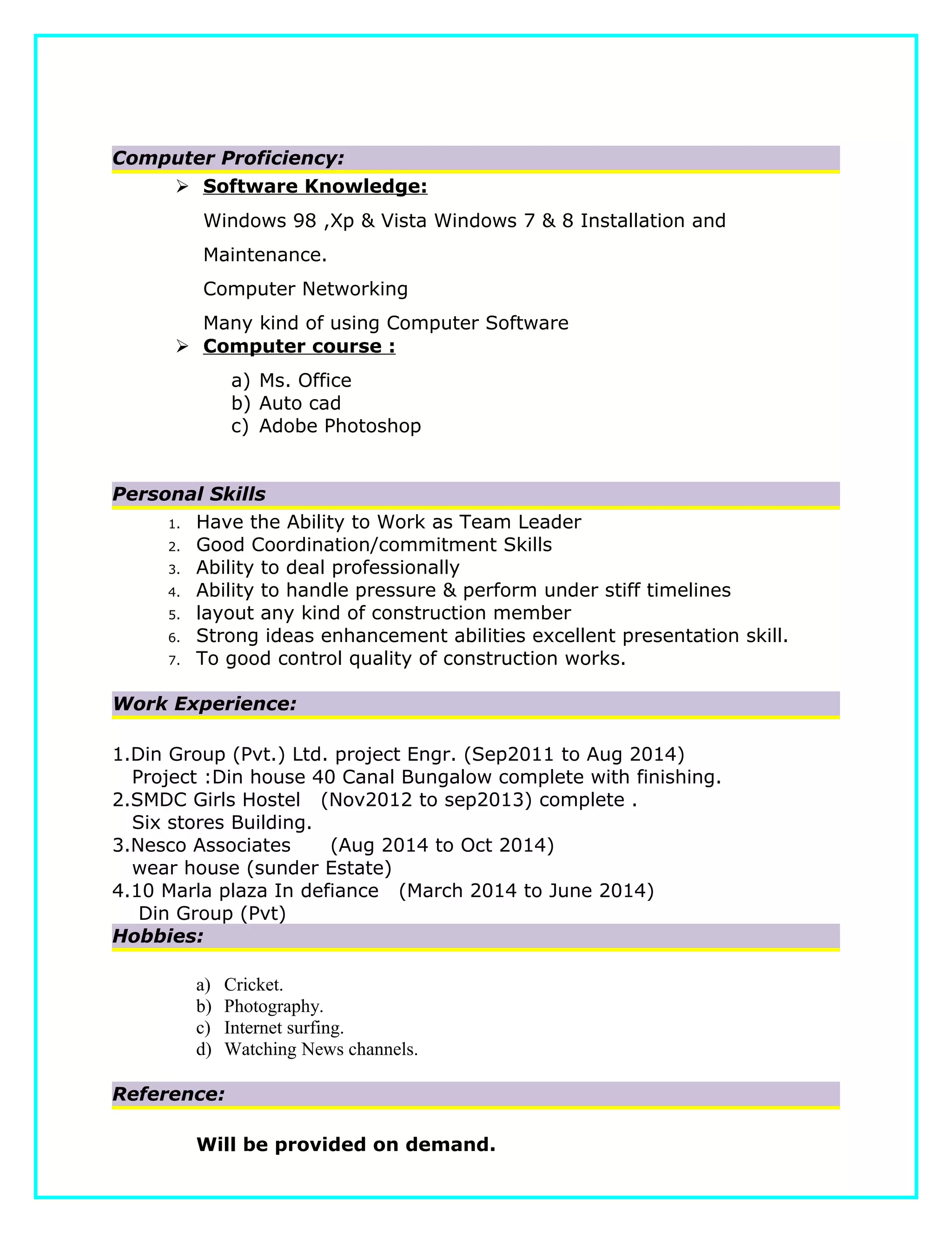 Curriculum vitae Jawad Arshad | DOC