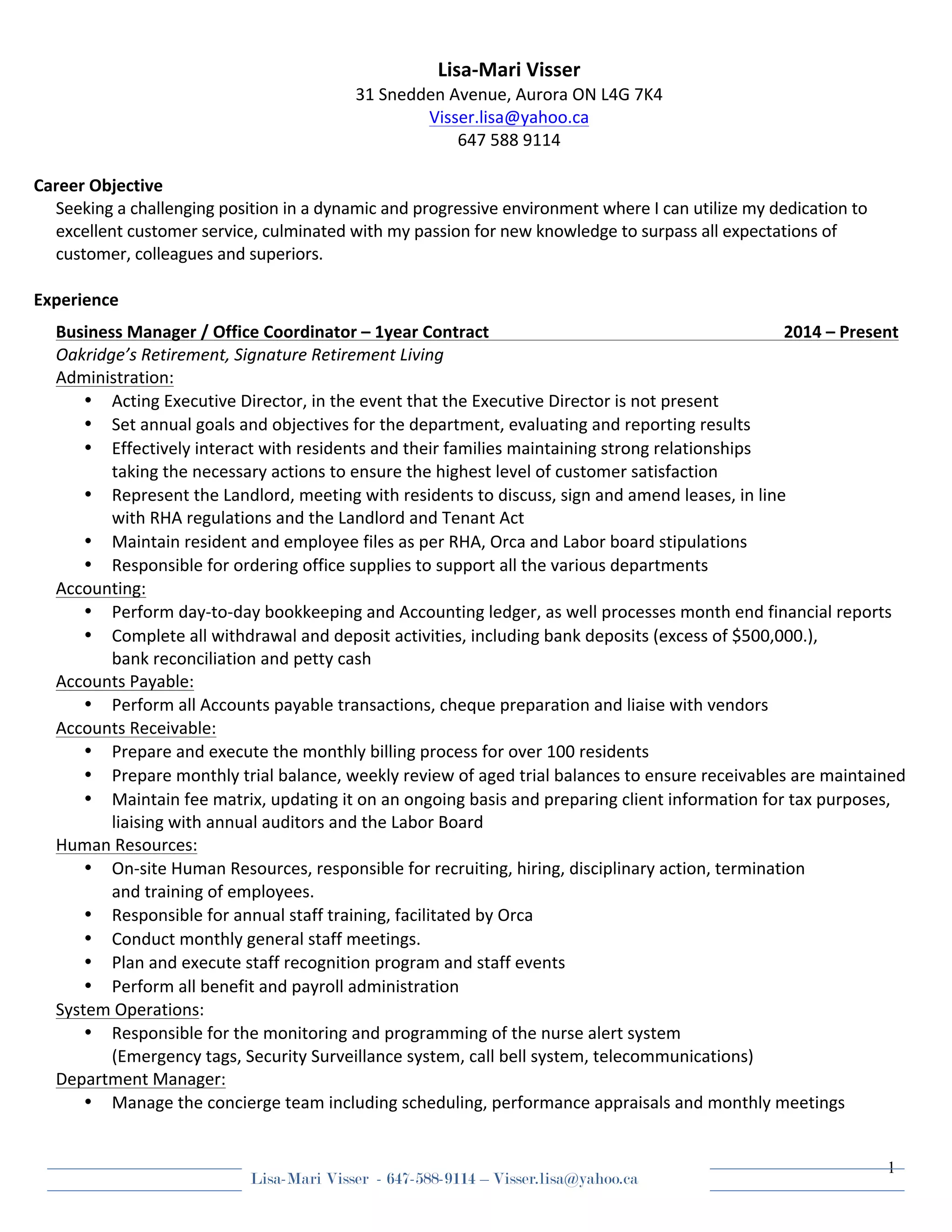 Lisa-Mari Visser Resume | PDF