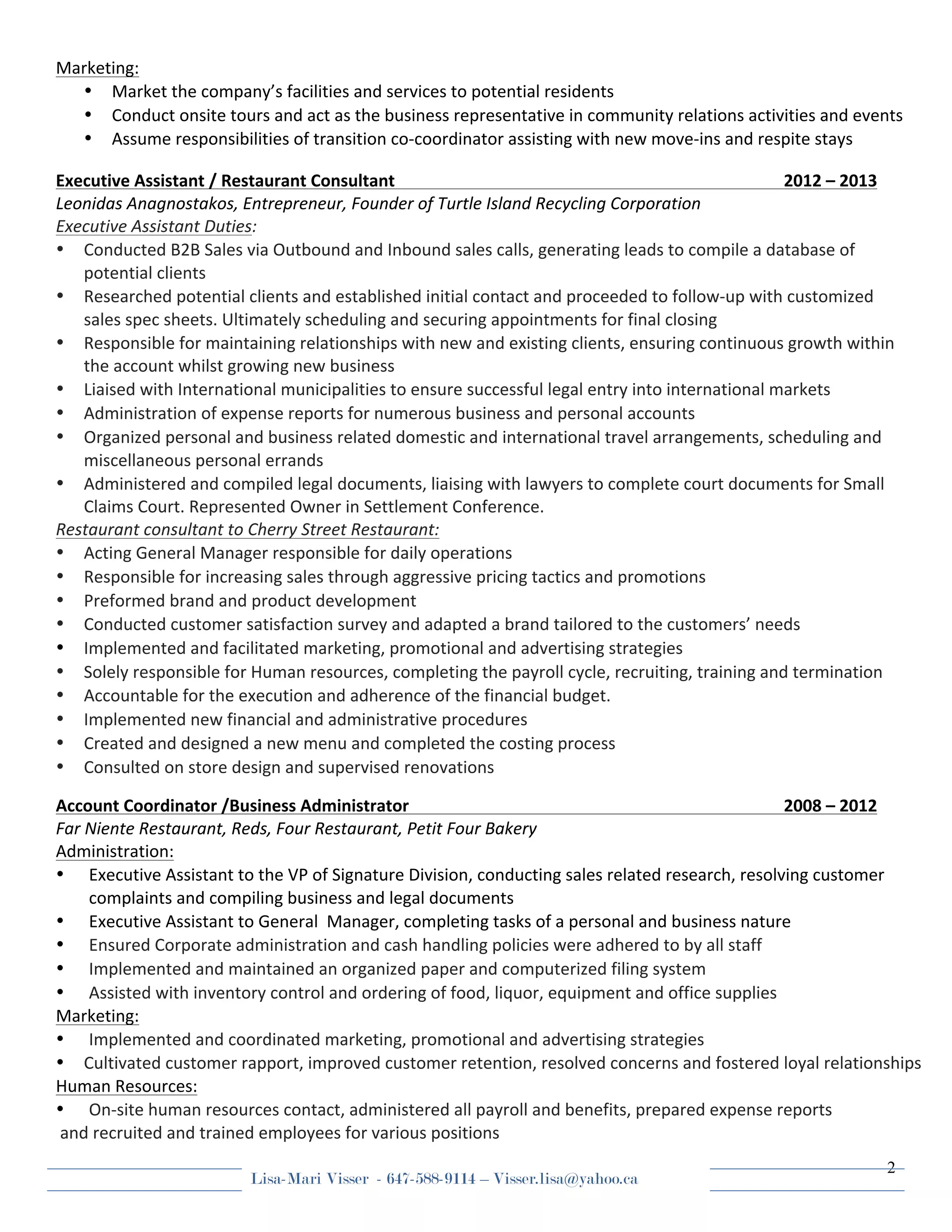 Lisa-Mari Visser Resume | PDF