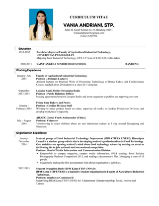 CV-Vania Andriani | PDF