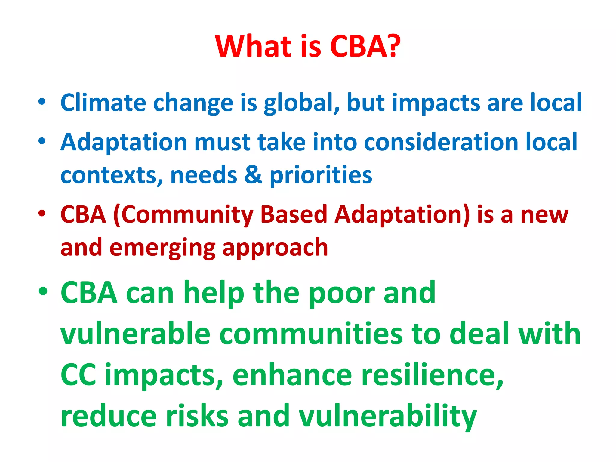 Community Based Adaptation as a Pillar of National Adaptation Efforts | PPT