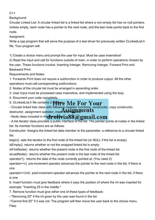 C++ Background Circular Linked List A circular linked list.pdf | Programming Languages | Computing