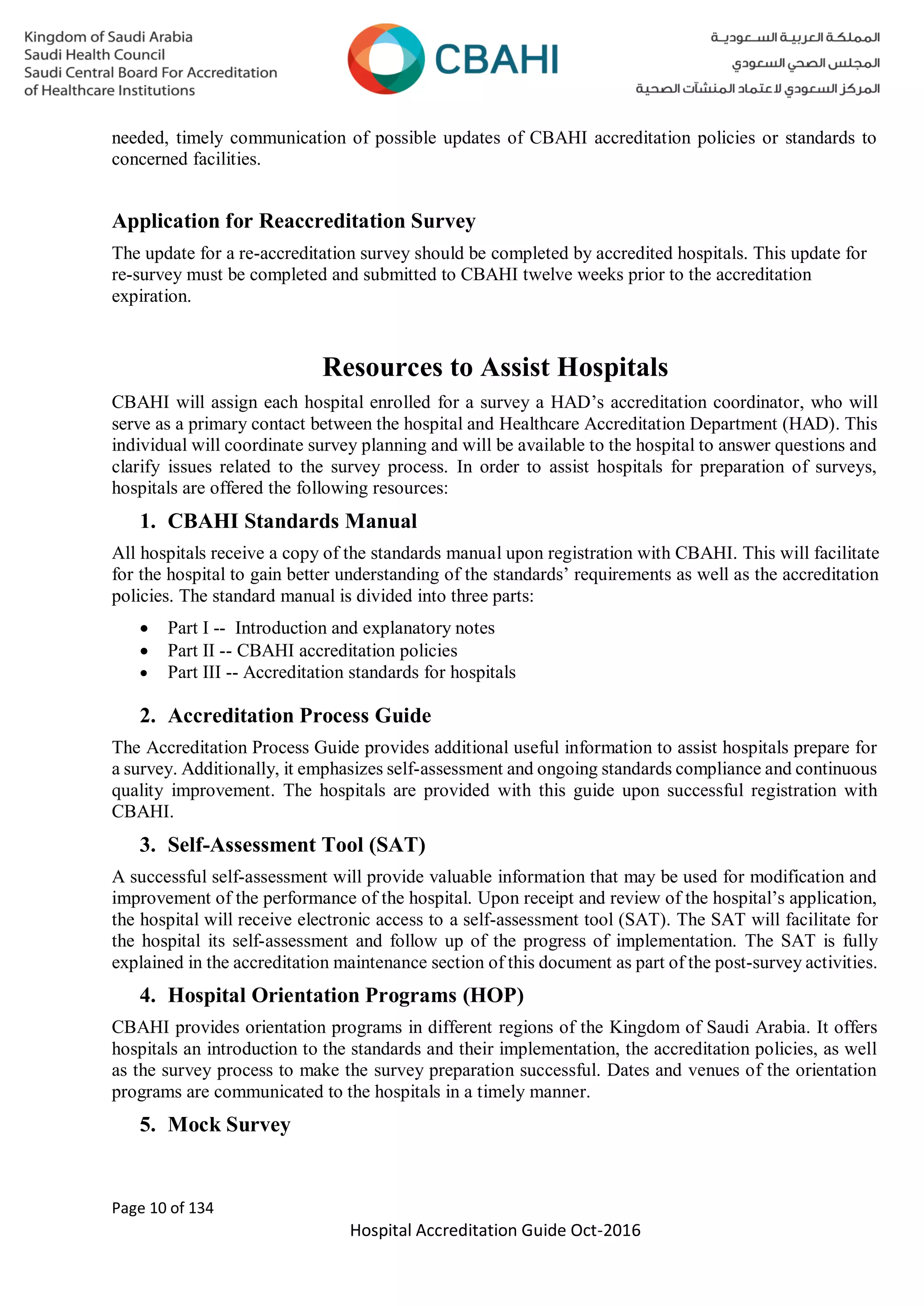 Cbahi hospital accreditation guide october 2016 | PDF