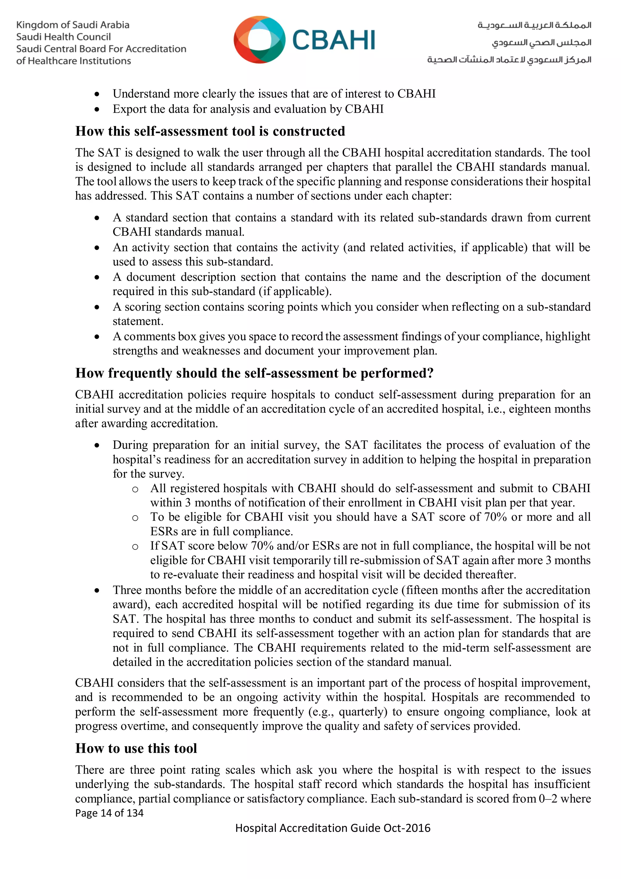 Cbahi hospital accreditation guide october 2016 | PDF