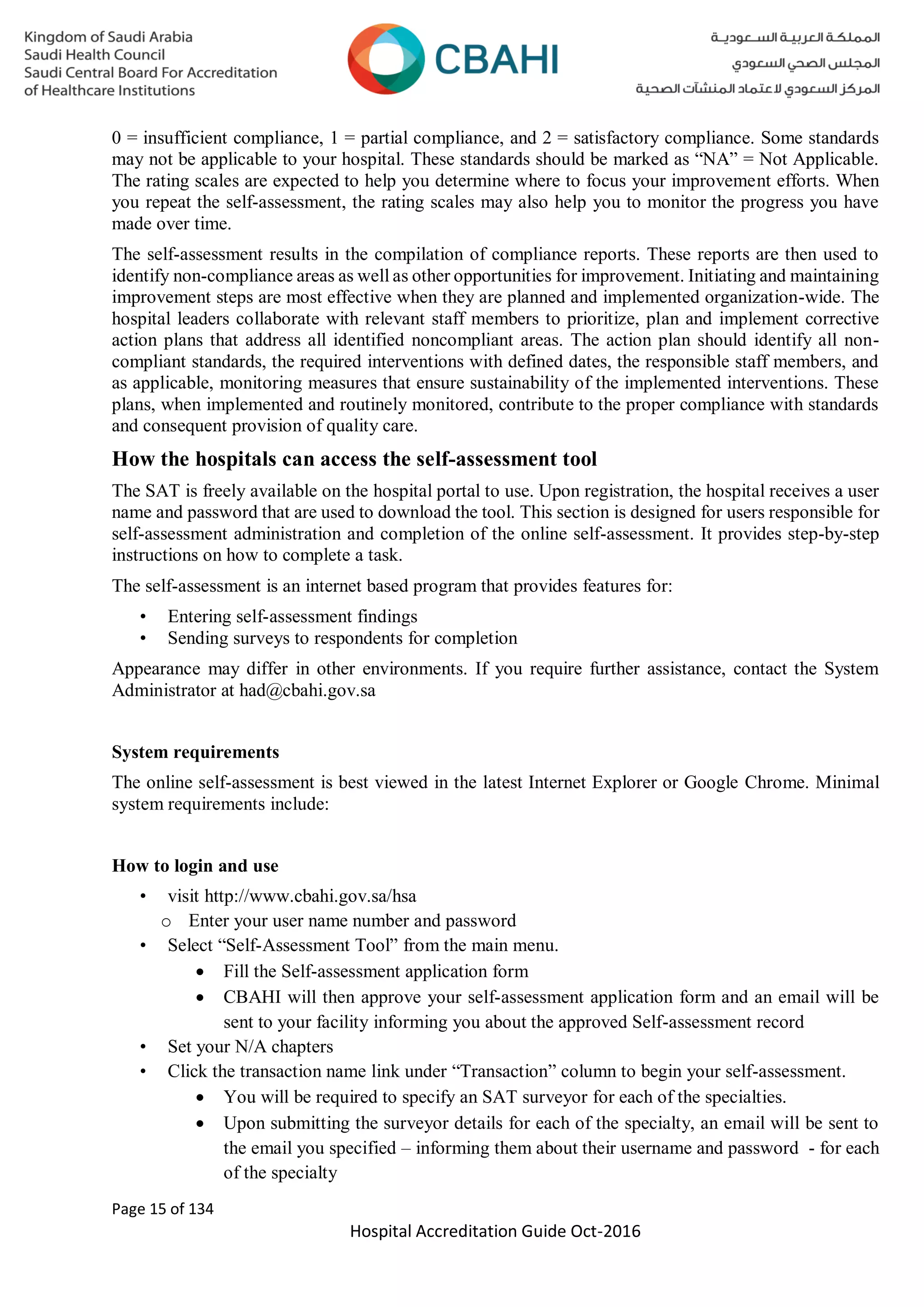 Cbahi hospital accreditation guide october 2016 | PDF