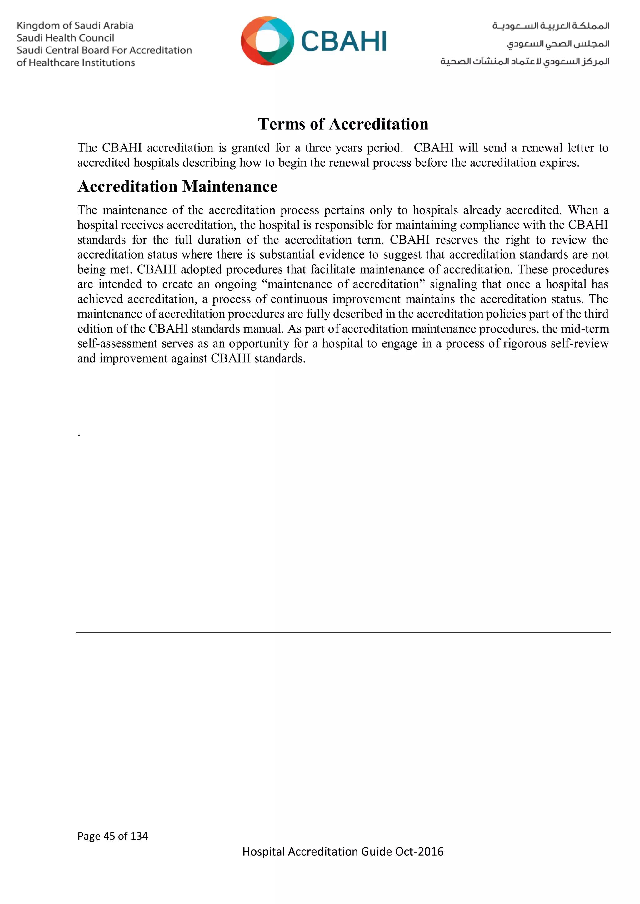 Cbahi hospital accreditation guide october 2016 | PDF