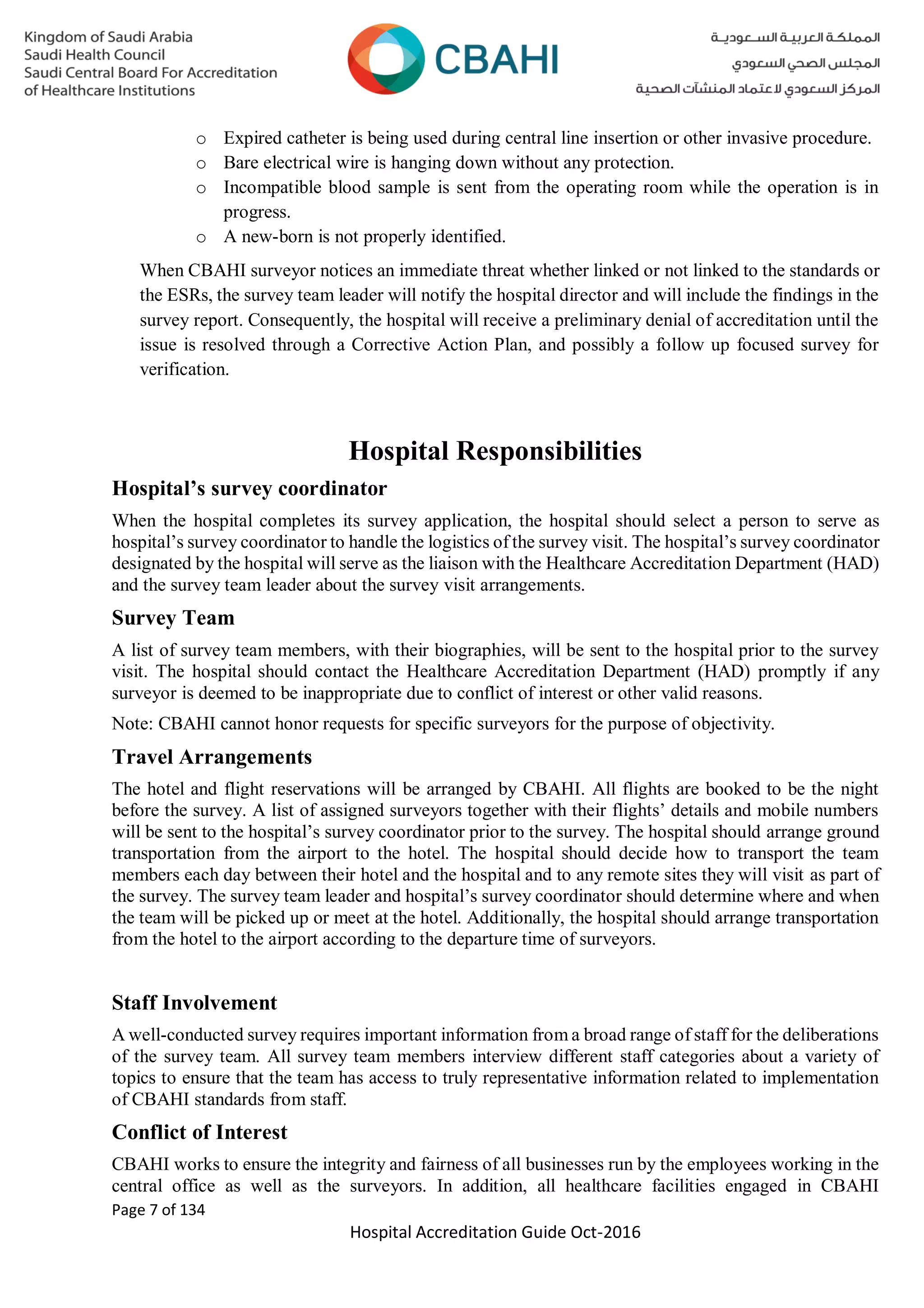 Cbahi hospital accreditation guide october 2016 | PDF