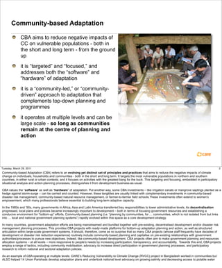 Community Based Adaptation, Principles And Practices, 2011 | PDF