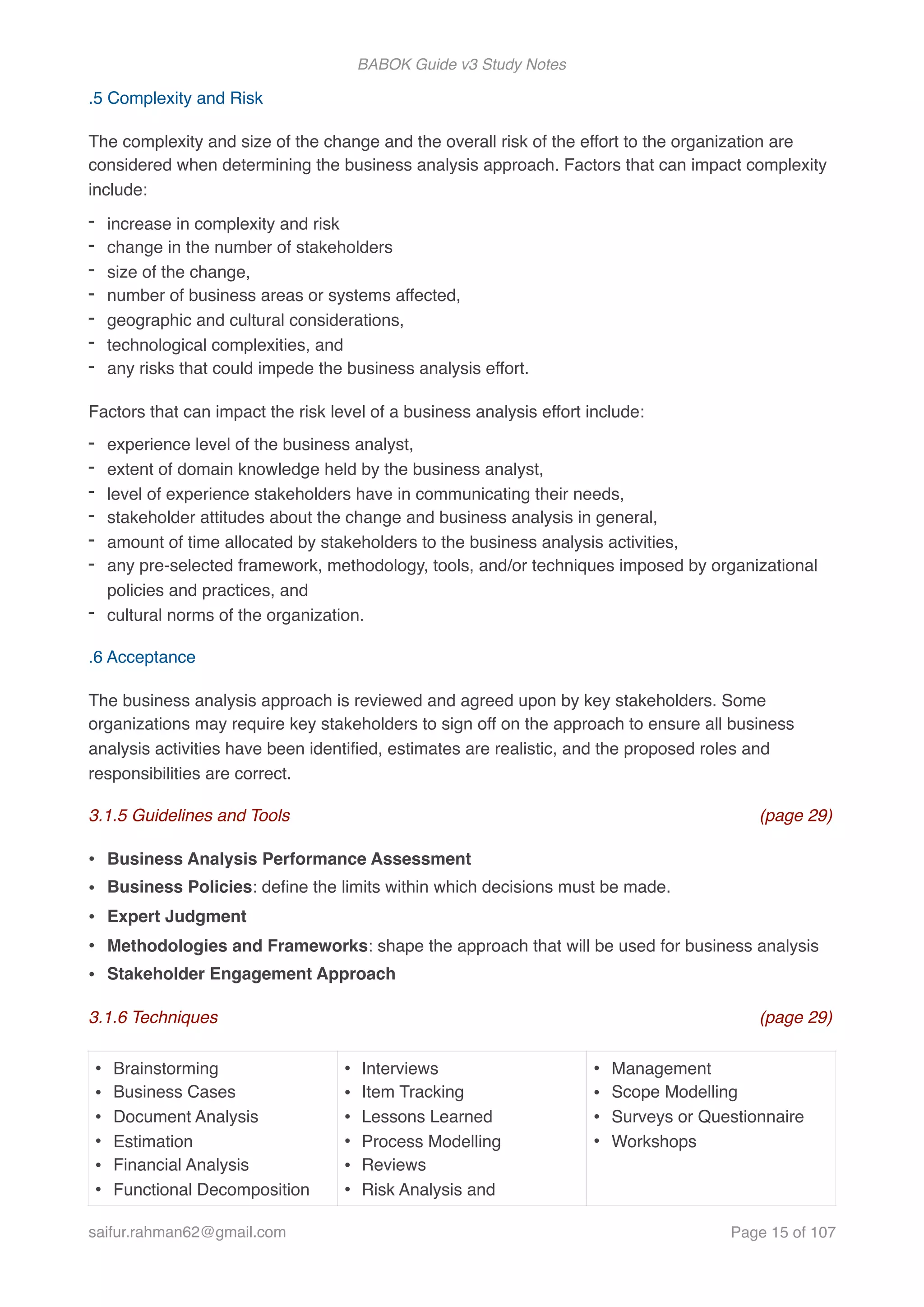 CBAP BABOK v3 notes | PDF