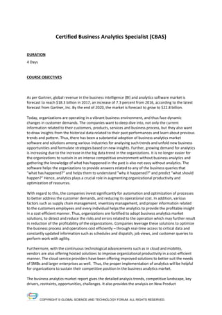 Certified Business Analytics Specialist (CBAS) | PDF | Databases ...